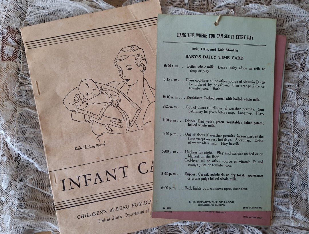Vintage 1938 Infant Care Booklet and Babys Daily Timecards, Vintage US ...