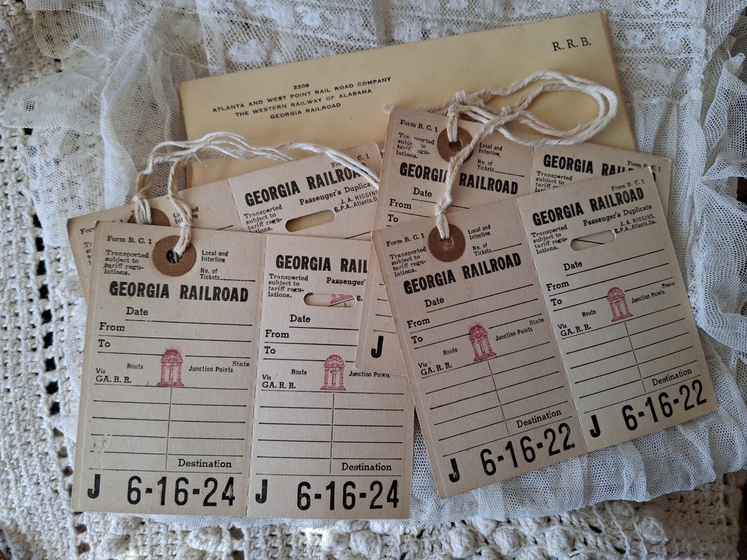 Vintage Geogia Railroad Baggage Tags, Vintage Railroad Baggage Tags ...