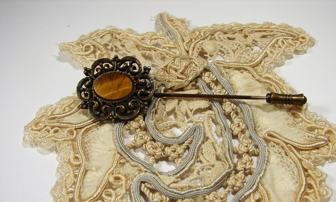 Vintage Tiger Eye Stick Pin, Tiger Eye Hat Pin, LG Hat Pin - Etsy