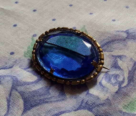 Antique Blue Glass Brooch, Antique Brooch, Victorian … - Gem