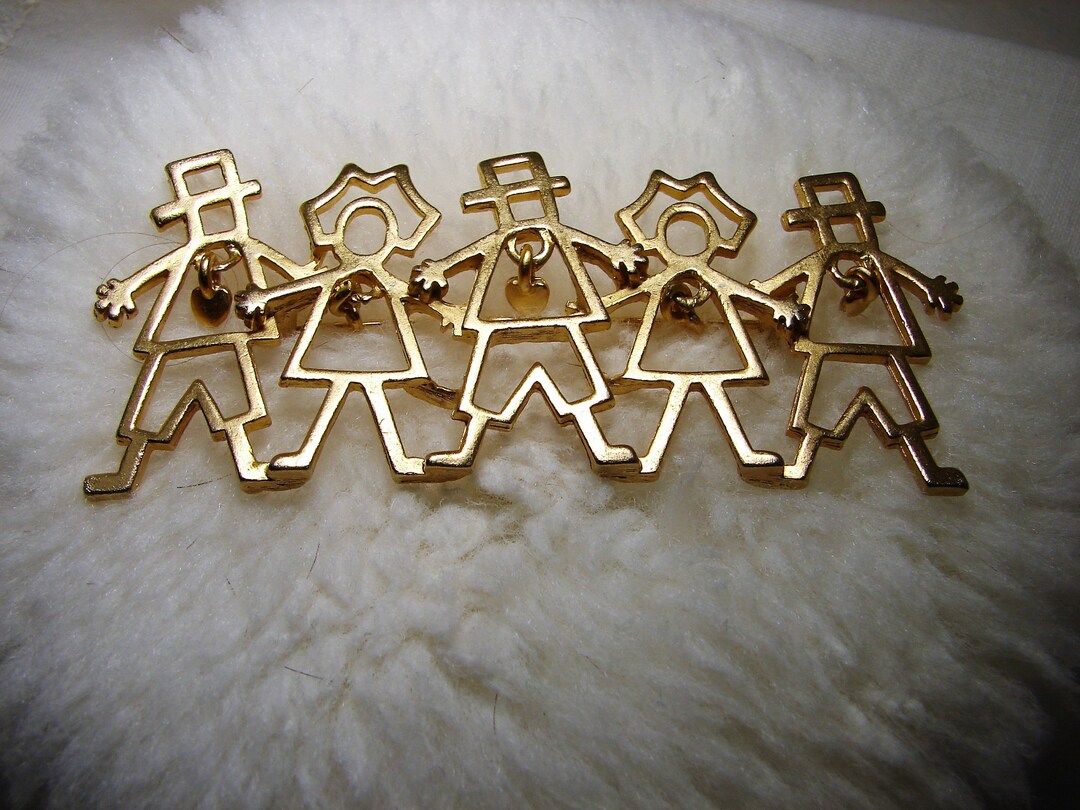 People Brooch by AJC, Family Brooch, AJC Brooch, Gold Tone Brooch ...