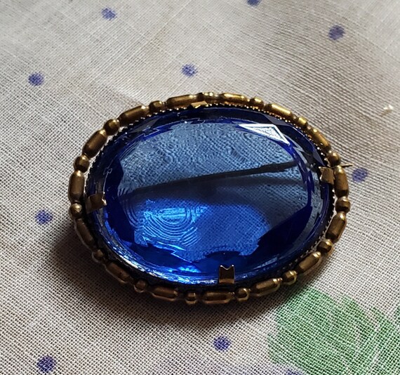 Antique Blue Glass Brooch, Antique Brooch, Victorian … - Gem