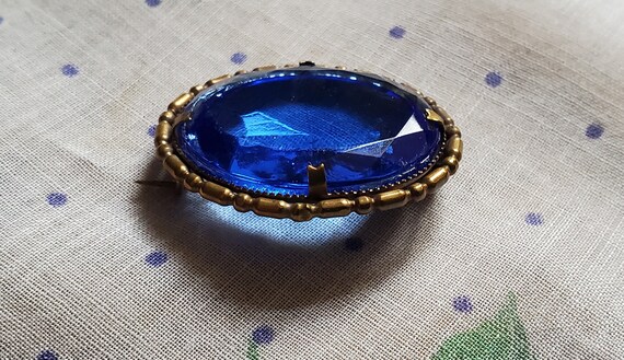 Antique Blue Glass Brooch, Antique Brooch, Victorian … - Gem