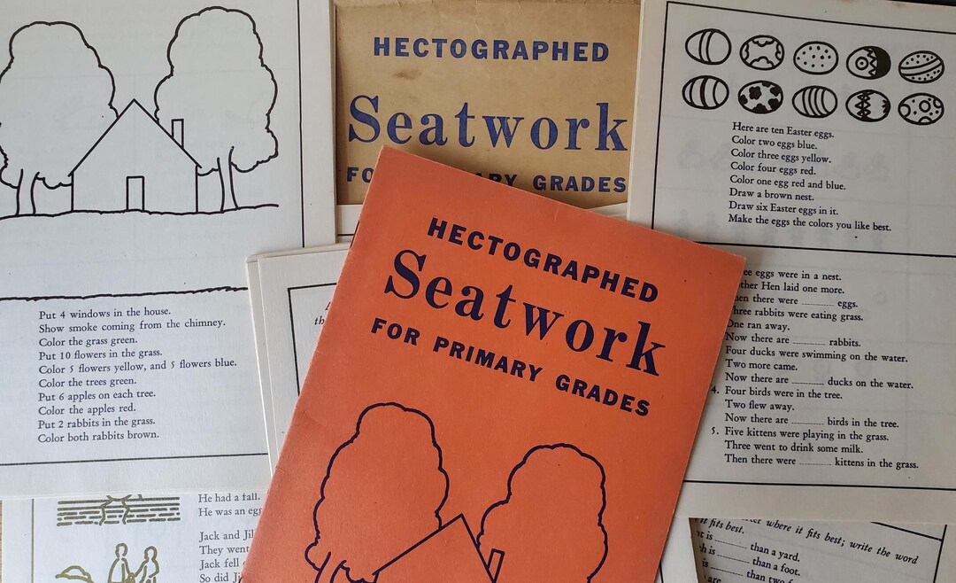 Vintage 1935 Hectographed Seatwork for Primary Grades, Vintage Teaching ...