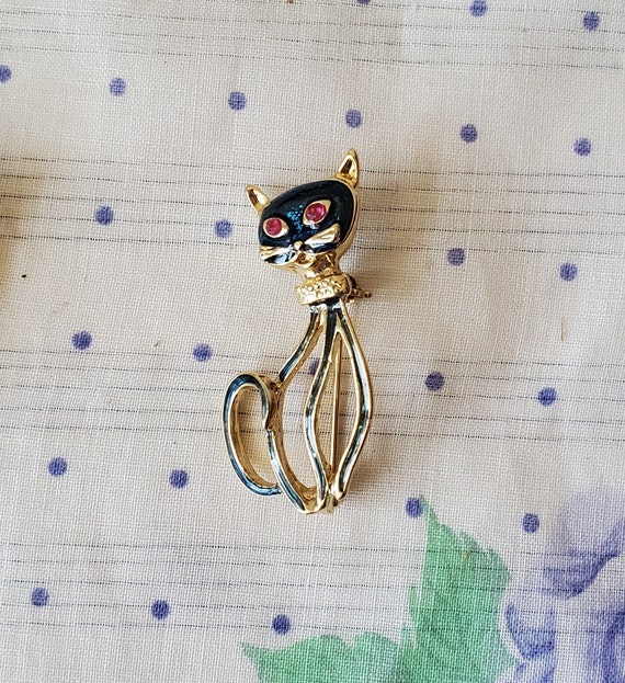 Vintage Cat Pins, Vintage Cat Brooch, Vintage MCM Cat… - Gem