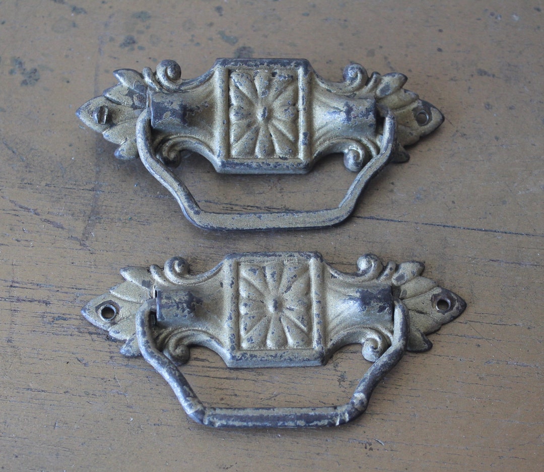 Vintage Drawer Pulls, Vintage Cast Brass Drawer Pull, Brass Drawer Pull ...