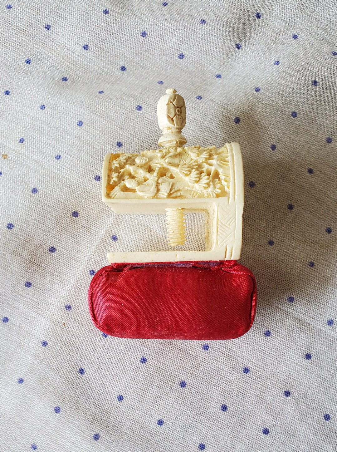 Antique Victorian Carved Bone Sewing Clamp/pin Cushion, Victorian ...