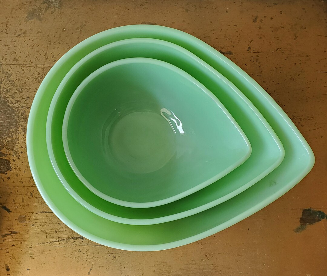 Vintage Fire-king Jadeite Teardrop Bowl Set, Vintage Fire-king Jadeite ...