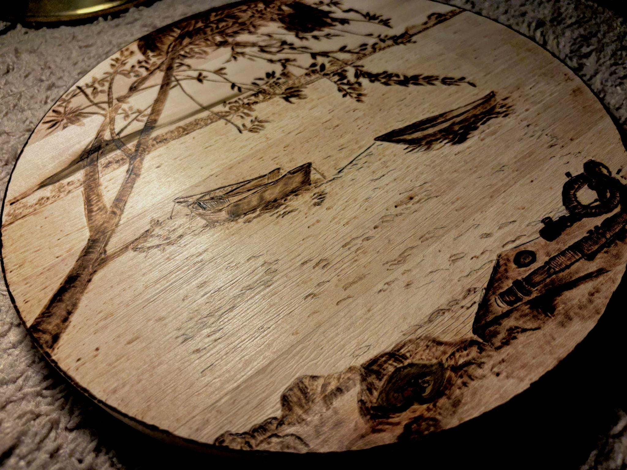 Handmade Pyrography Art: Lake Landscape Wood Burning - Etsy