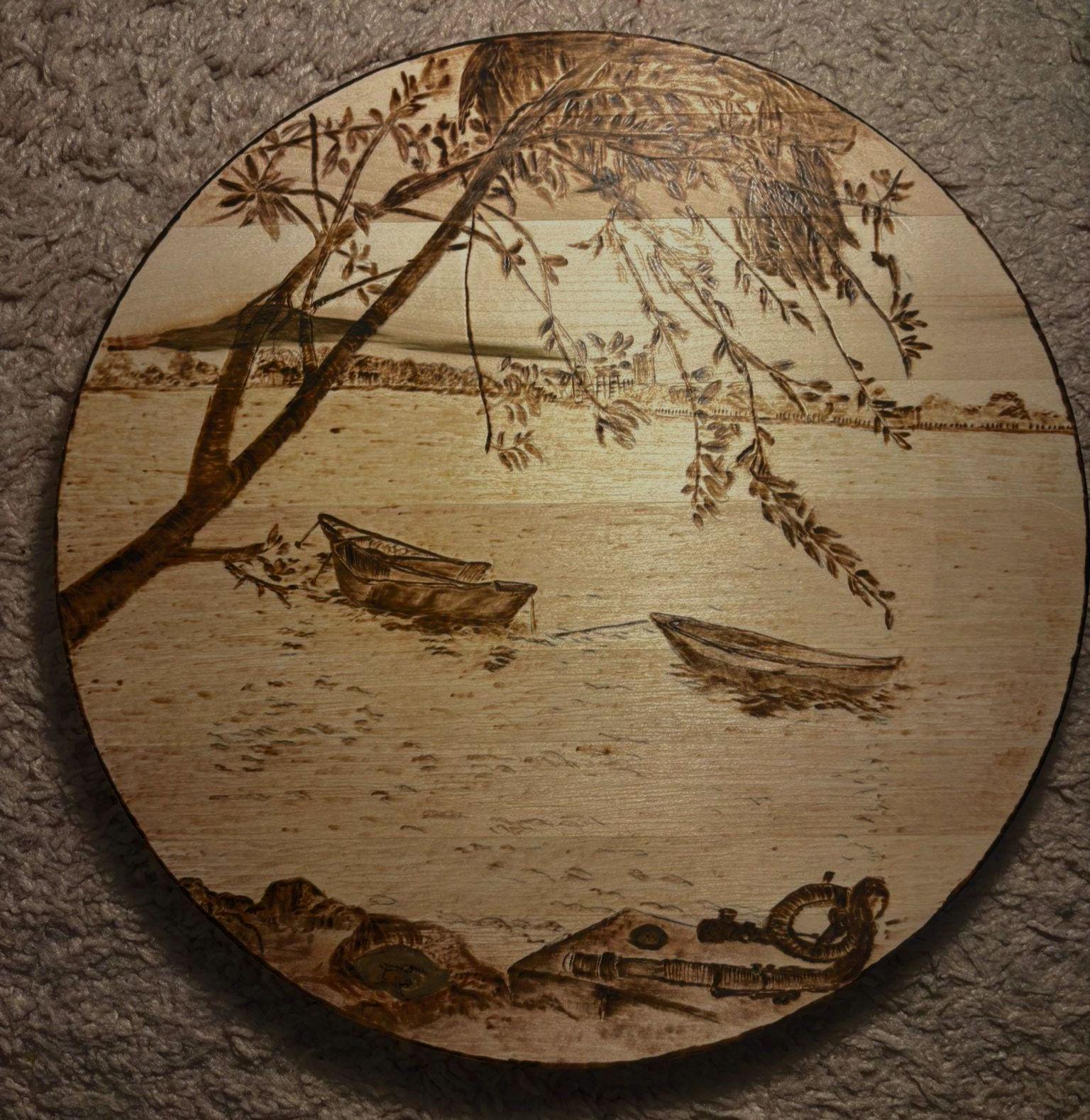 Handmade Pyrography Art: Lake Landscape Wood Burning - Etsy