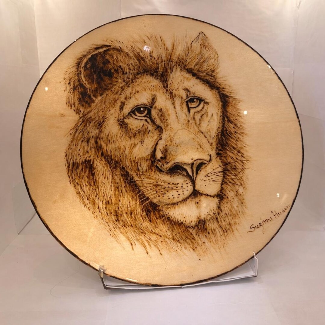 Handcrafted Lion Wood Burned Art – Pyrography Wildlife Portrait - Etsy