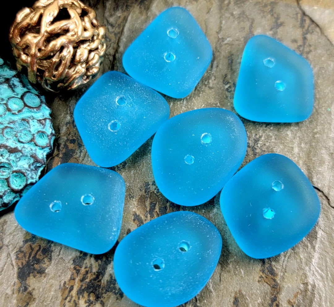 PACIFIC BLUE, Buttons, Sea Glass, Contemporary, Irregular Shapes ...