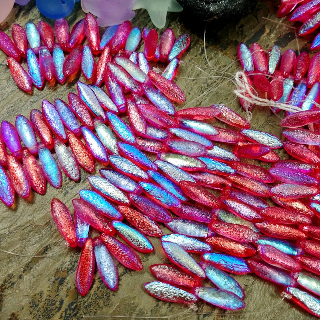 Rose Celestial ETCHED Daggers 5x16mm Czech Pressed Glass - Etsy