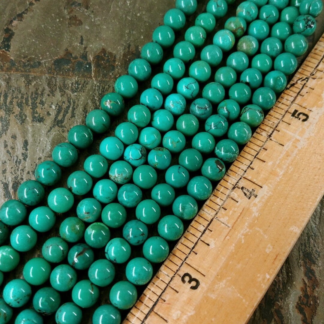 Turquoise, Tibetan, 6mm, Blue Green Turquoise, Grade A, Smooth Rounds ...