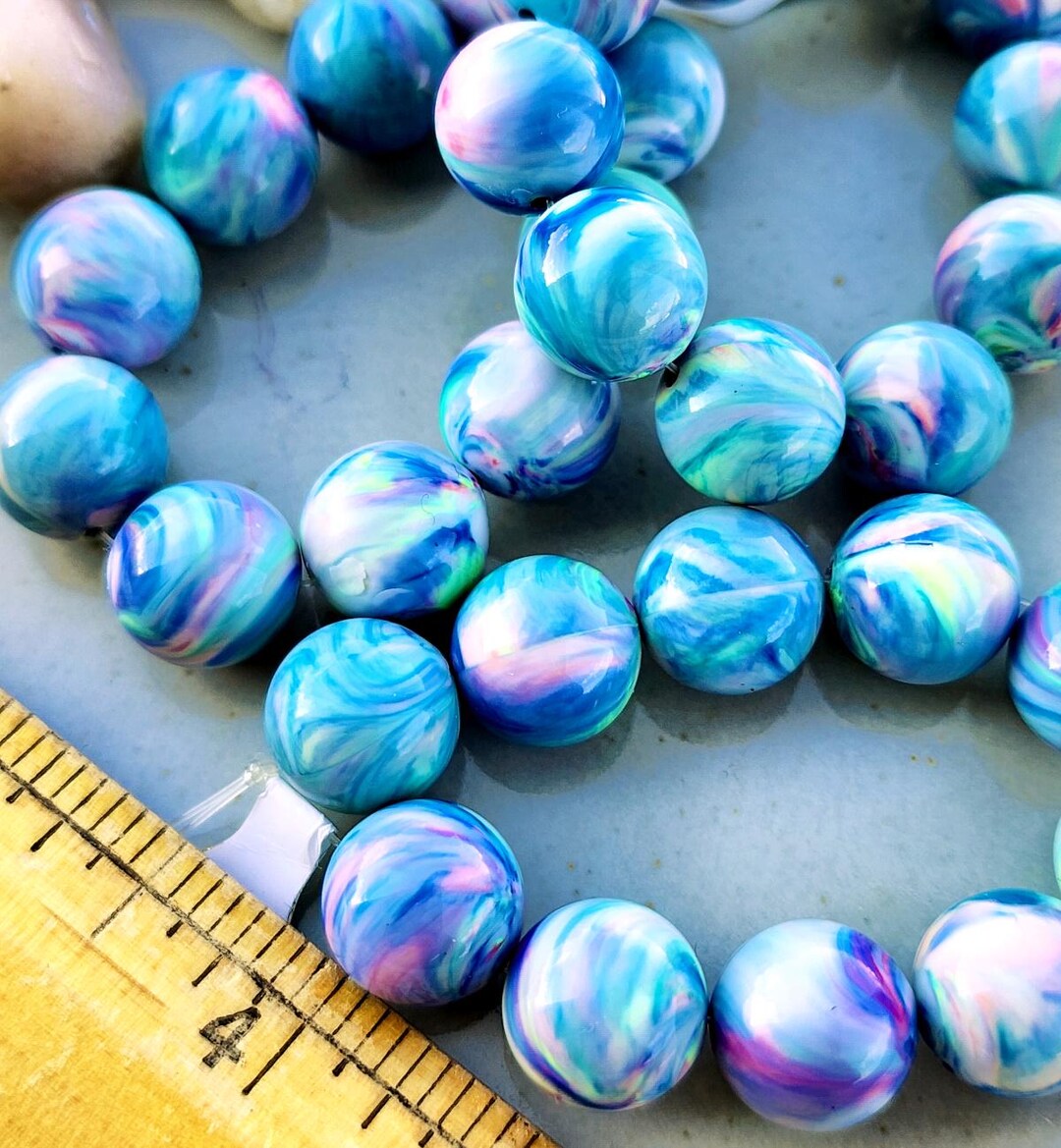 Blue Swirl, Neon, Marbled, Tie Dye, 12mm, Smooth Rounds, 10 Pieces ...
