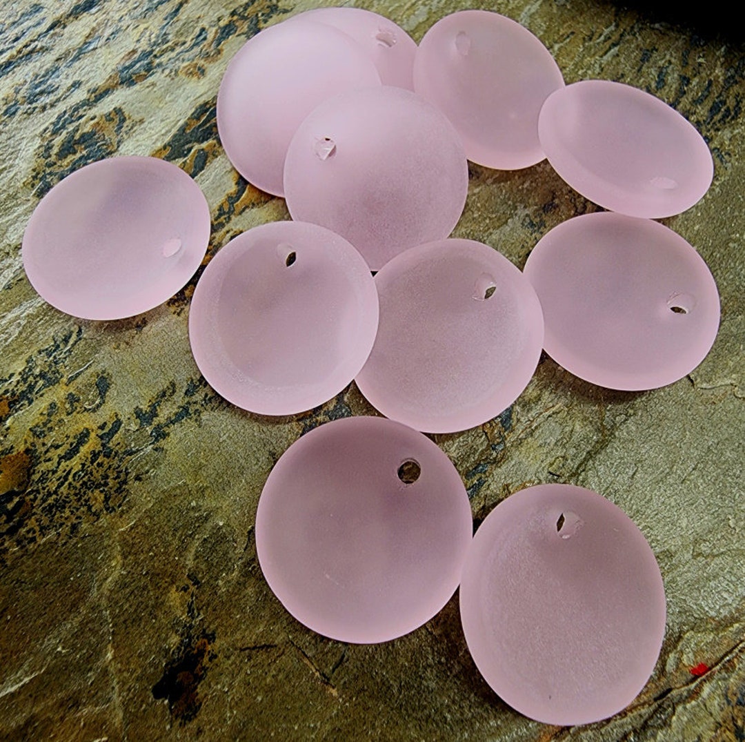 Blossom Pink, Concave Coins, Sea Glass, 18mm, Single Top Hole ...