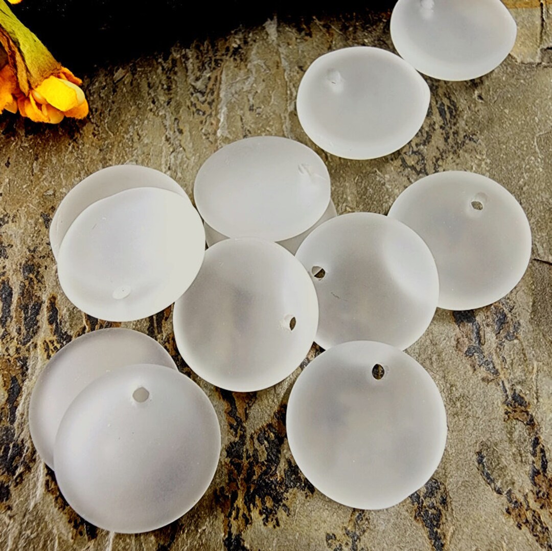Crystal Clear, Concave Coins, Sea Glass, 18mm, Single Top Hole ...