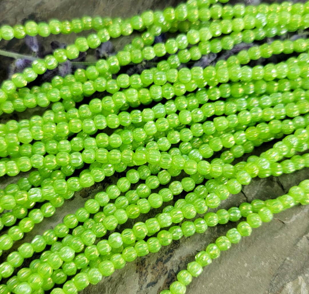 Dark Peridot, Iris Luster, Opaque, 3mm, Melon, Czech Glass, 50 Beads ...
