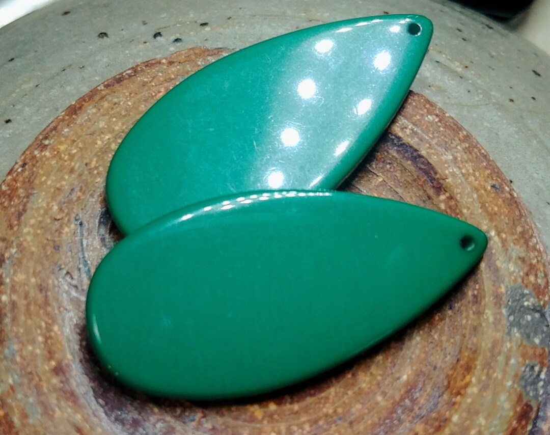 Teal Green, Long Teardrop, Opaque, Resin, 45x20mm, German Made ...