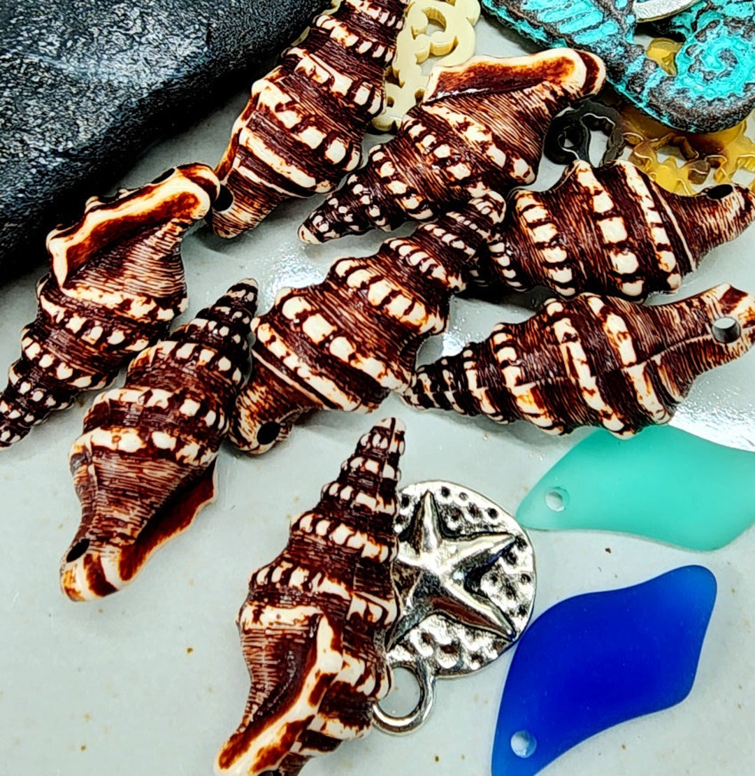 Natural Brown, Spiral Snail Shells, Resin, 32x14mm, Contemporary ...