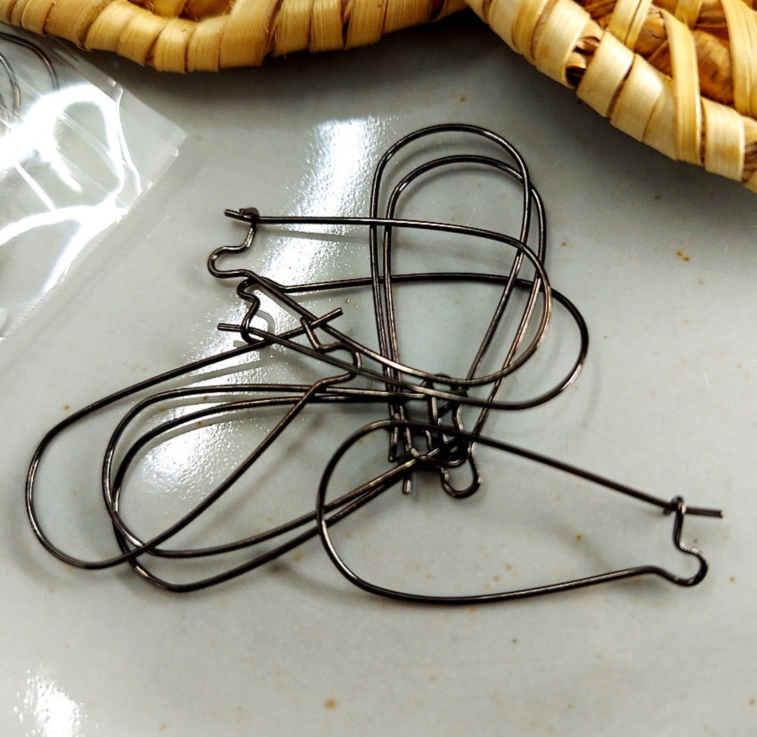 Gunmetal, Plated, Large, Kidney, Ear Wires, Surgical Steel, 1.5x.5 ...