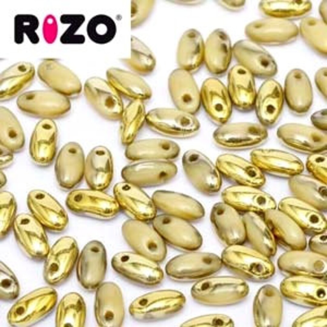 Rizo, Coral Amber, Ivory Gold, 2.5x6mm, Czech Glass Seed Bead Drops, 5 ...