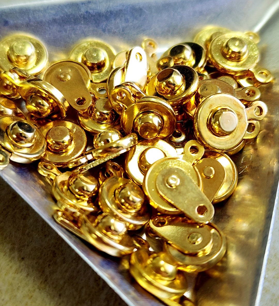 Snap Clasp, 9mm, Shiny Gold, 18K, Plated, Brass, American Made, 2 ...