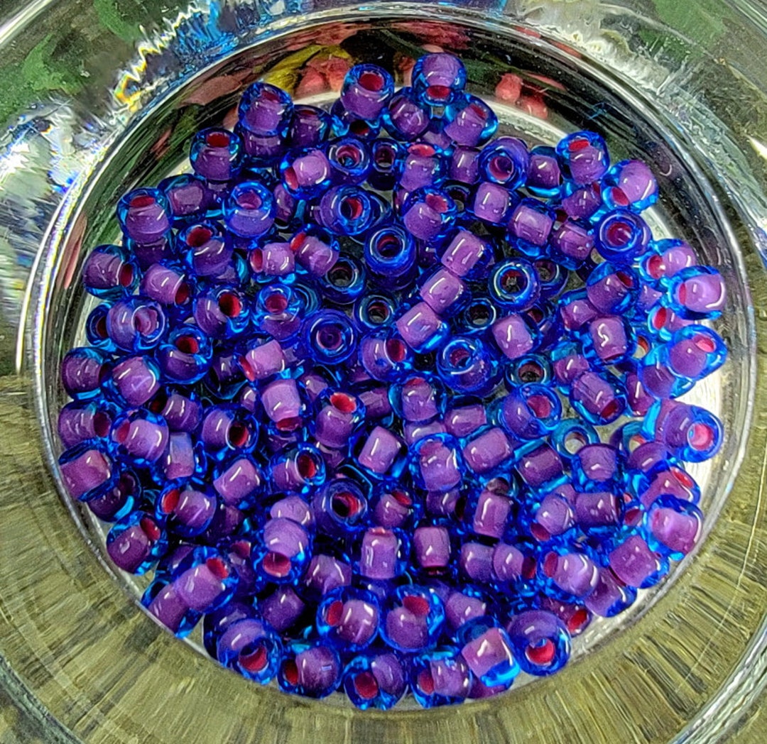Violet Lined, Capri Blue, Seed Beads, 6/0, 399, Matsuno, Japanese, 3 ...