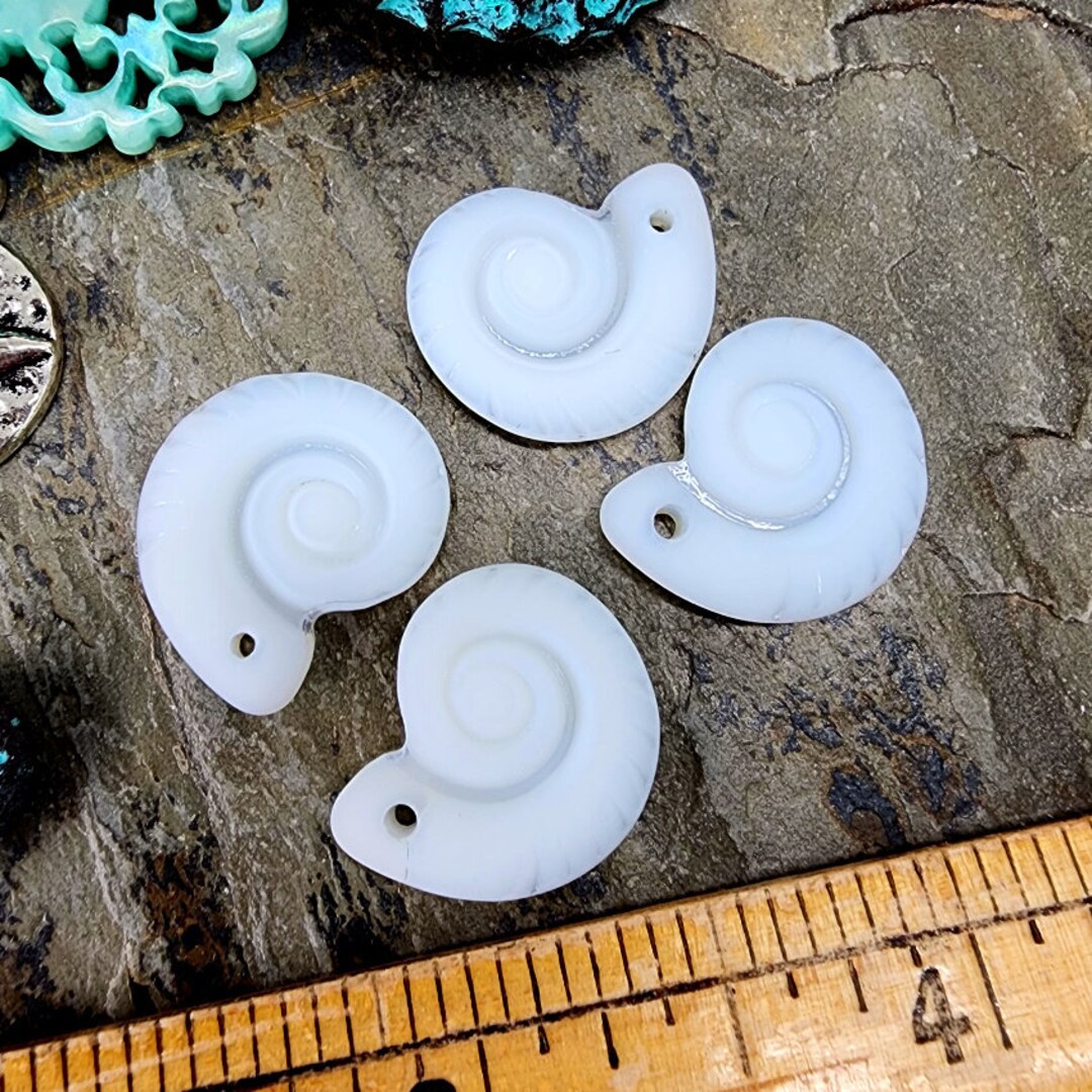 Chalk White, Ammonite, Snail Shell, Small, Sea Glass, 18x15mm, Charm ...