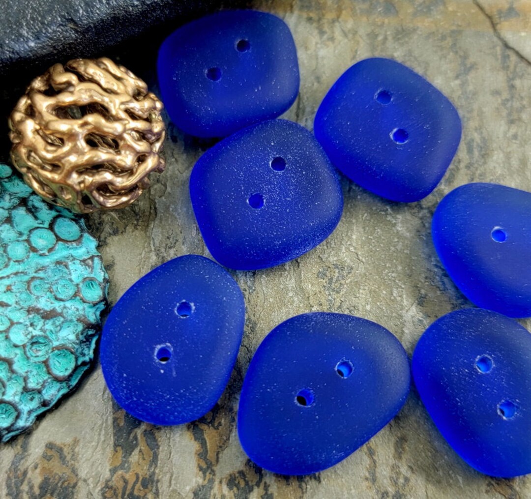 ROYAL BLUE, COBALT, Buttons, Sea Glass, Contemporary, Irregular Shapes ...