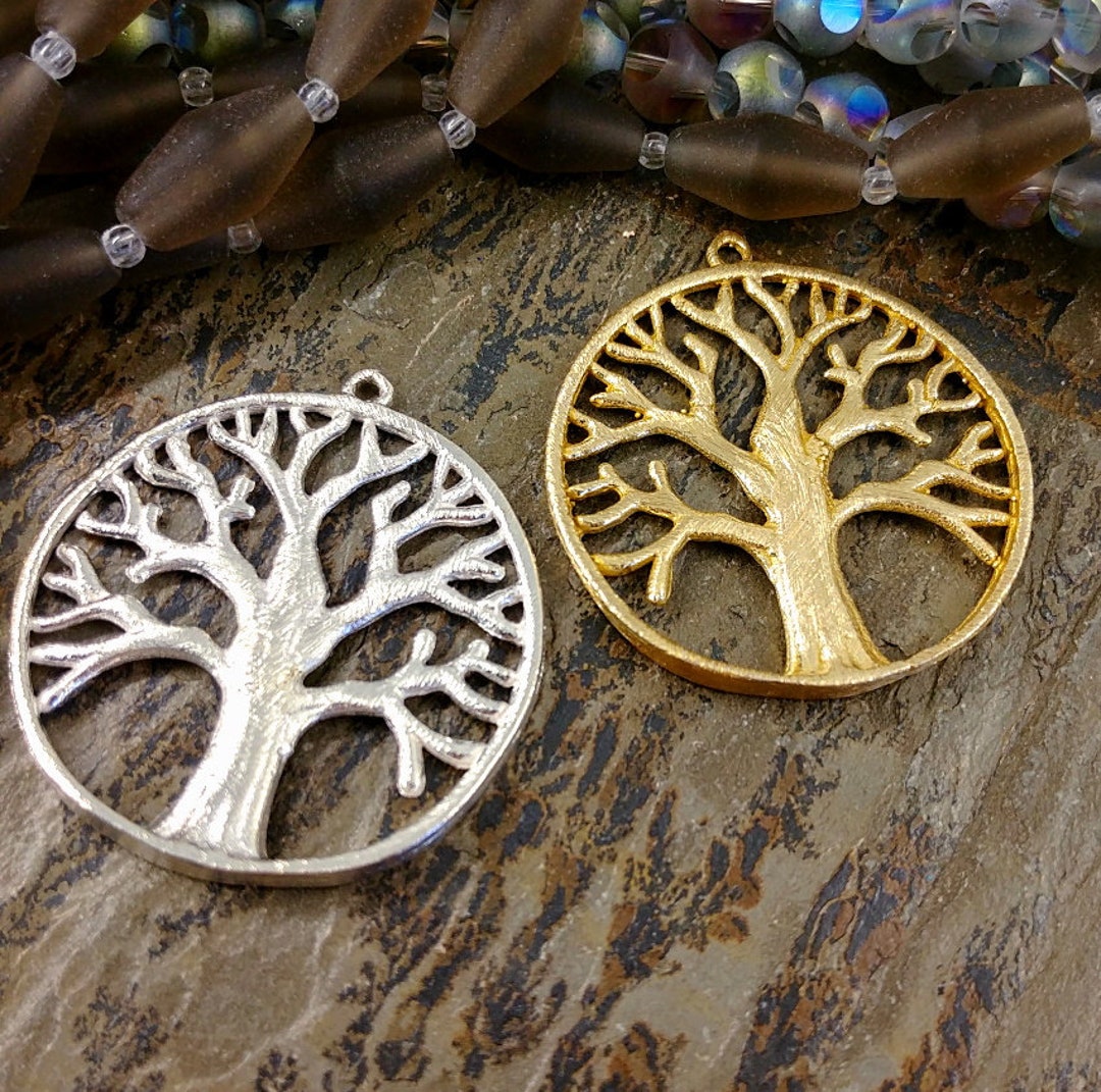 Árbol de la Vida. Colgante, 41mm, Metal cepillado, Latón chapado ...