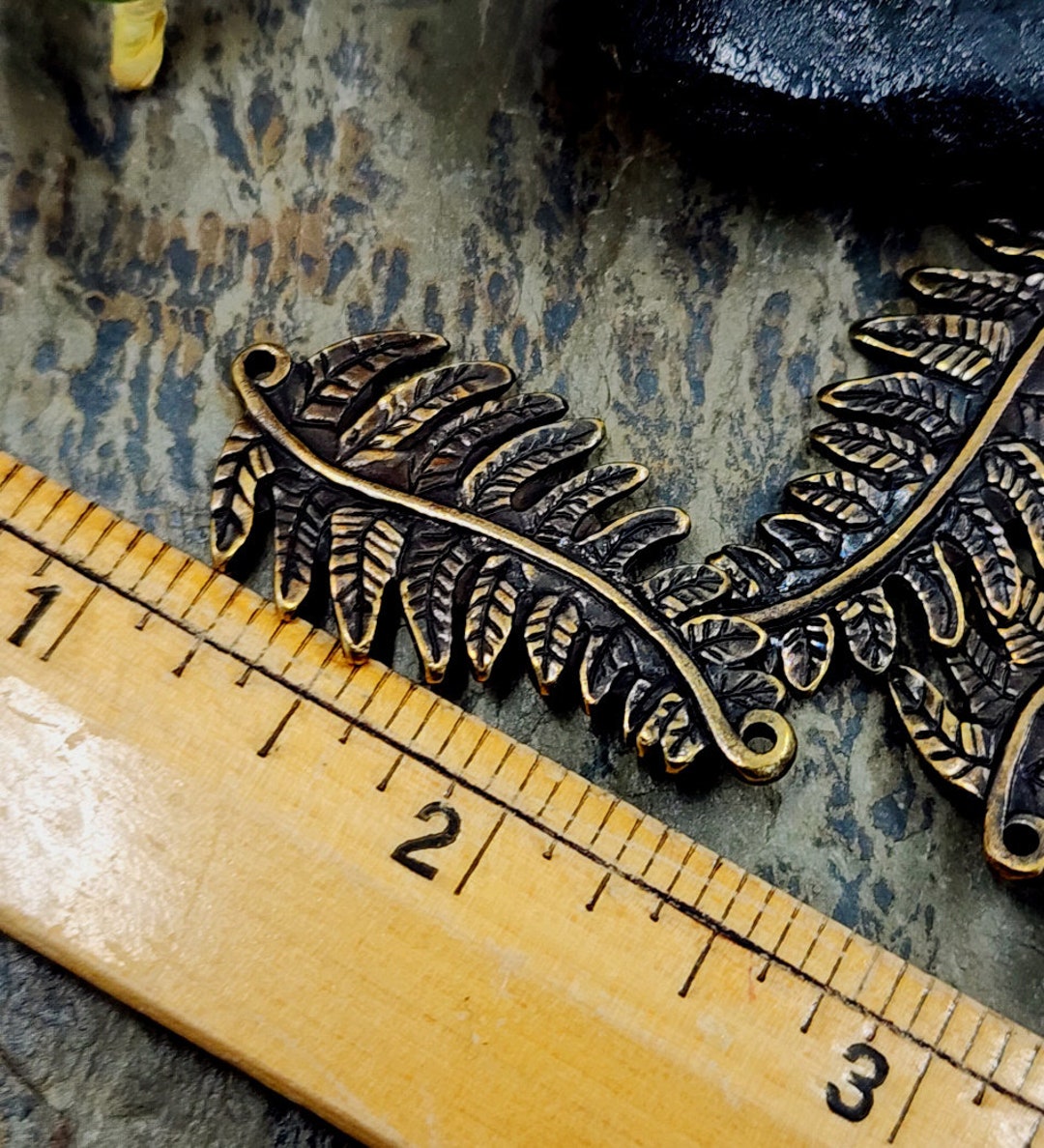 Fern, Link, 40x21mm, Antiqued, Bronze Plated, Tierracast, Made in the ...