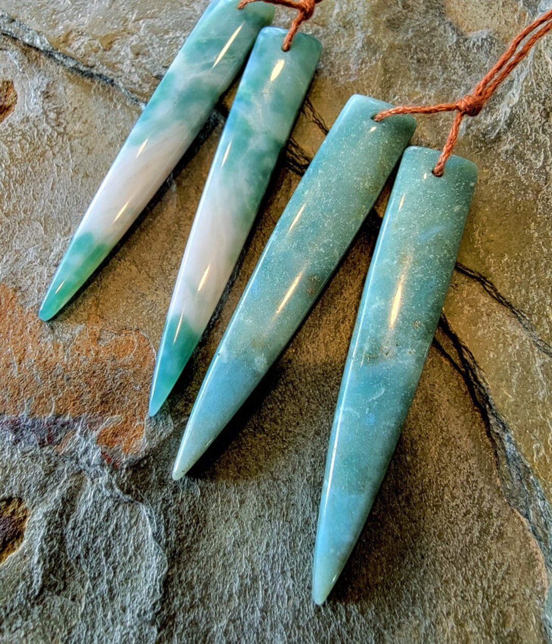 White Mountain Jade, Long, Spikes, Points, Jade, 50x9mm, Gemstone ...