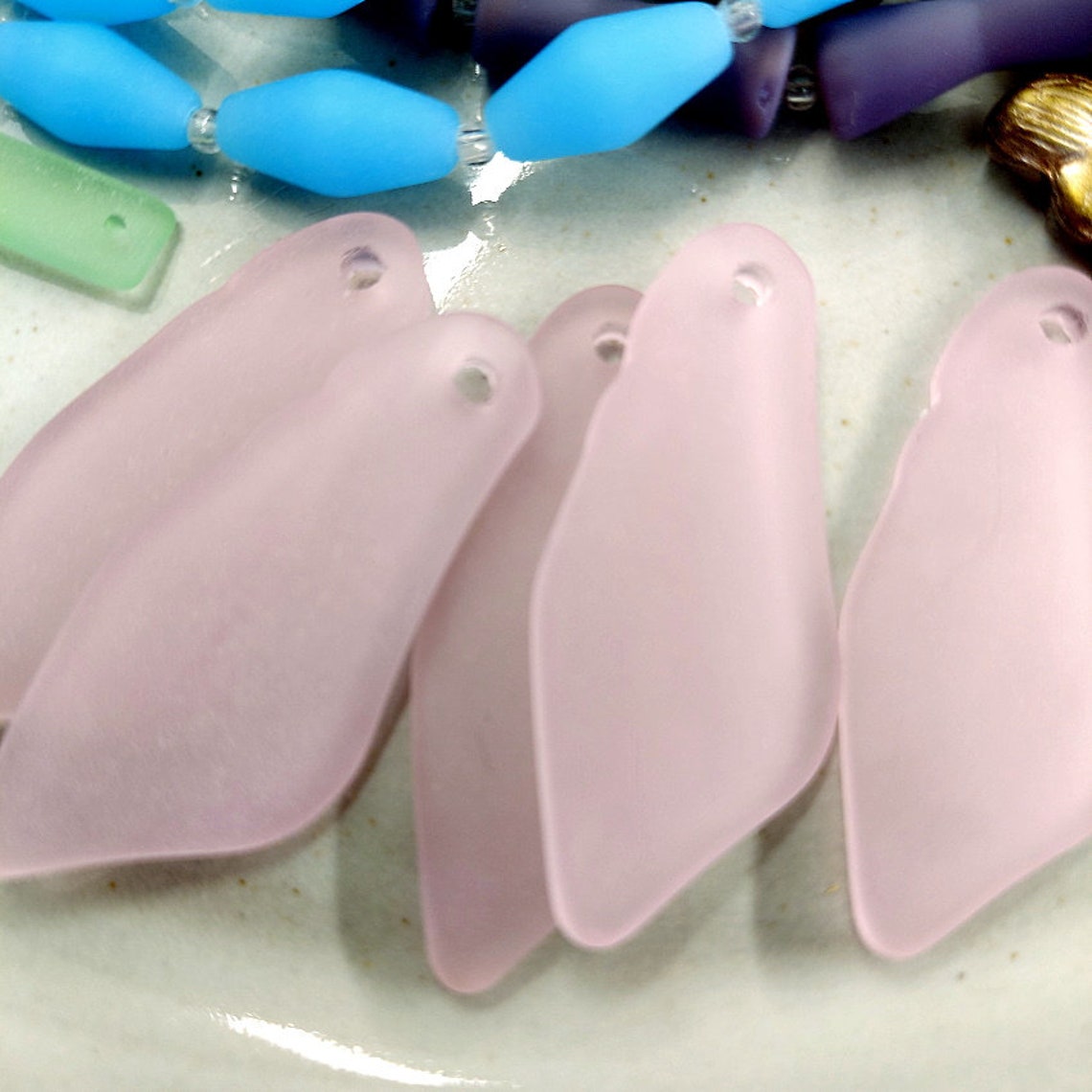 Cherry Red Shard Large Pendant 48x22mm Sea Glass | Etsy