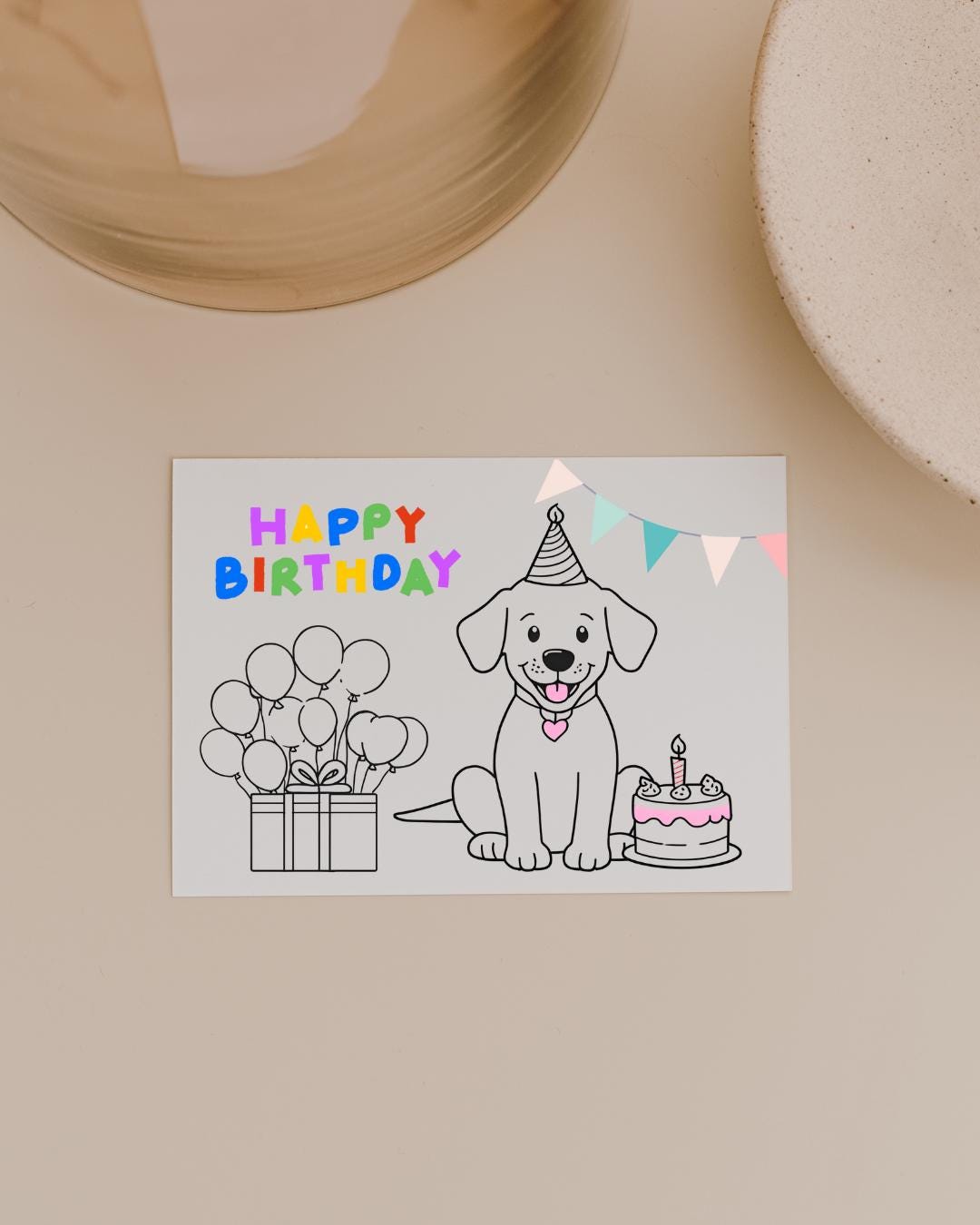 Dog Birthday Coloring Page | Printable Puppy Birthday Activity ...