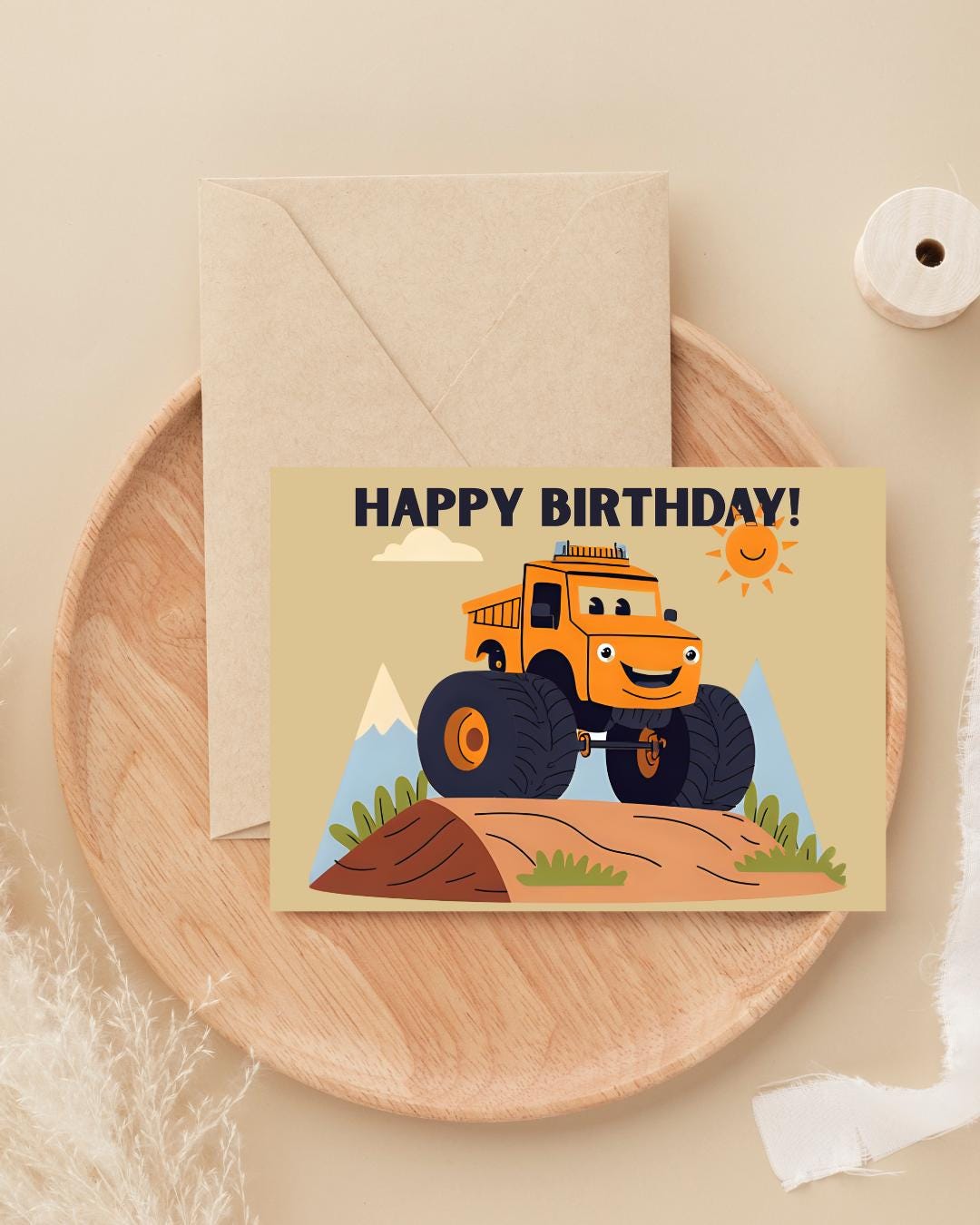 Happy Birthday Monster Truck Card | Ready to Print Boys Birthday Card ...