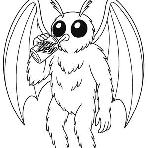 Mothman Cartoon Coloring Sheet - Etsy