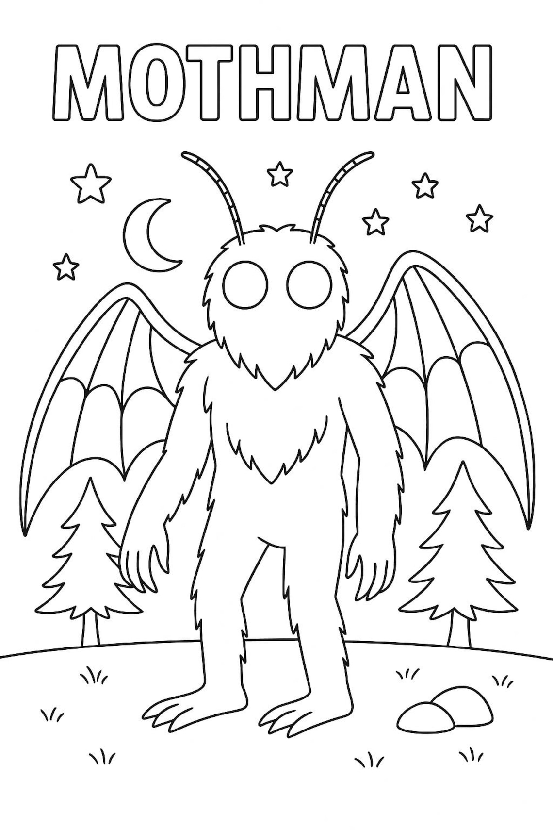 Mothman Cartoon Coloring Sheet - Etsy