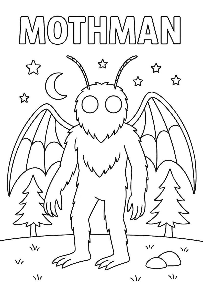Mothman Cartoon Coloring Sheet - Etsy