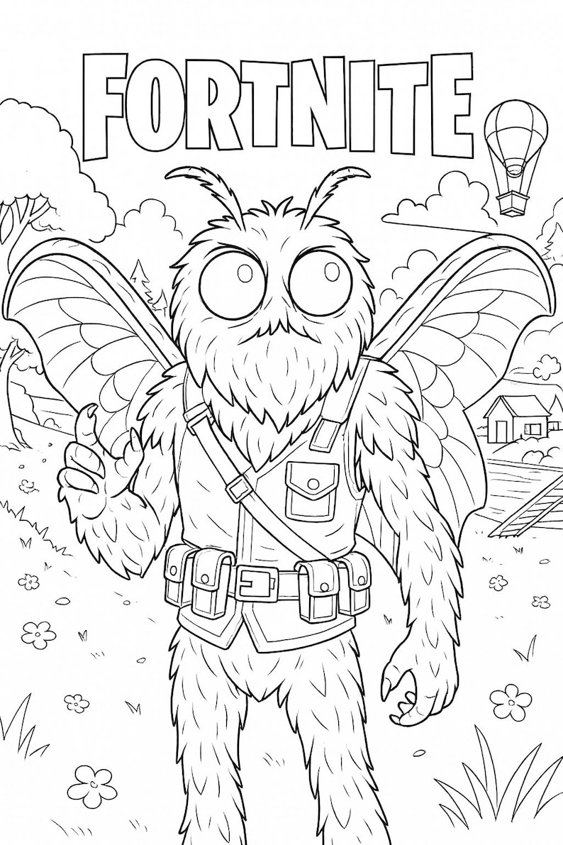Mothman Cartoon Coloring Sheet - Etsy
