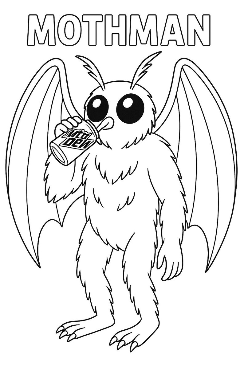 Mothman Cartoon Coloring Sheet - Etsy
