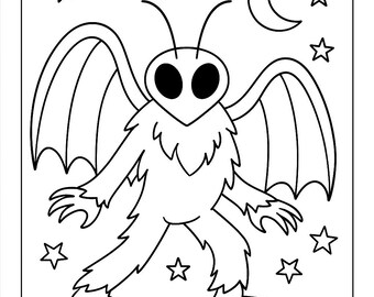 Mothman Holiday Cartoon Coloring Sheet - Etsy