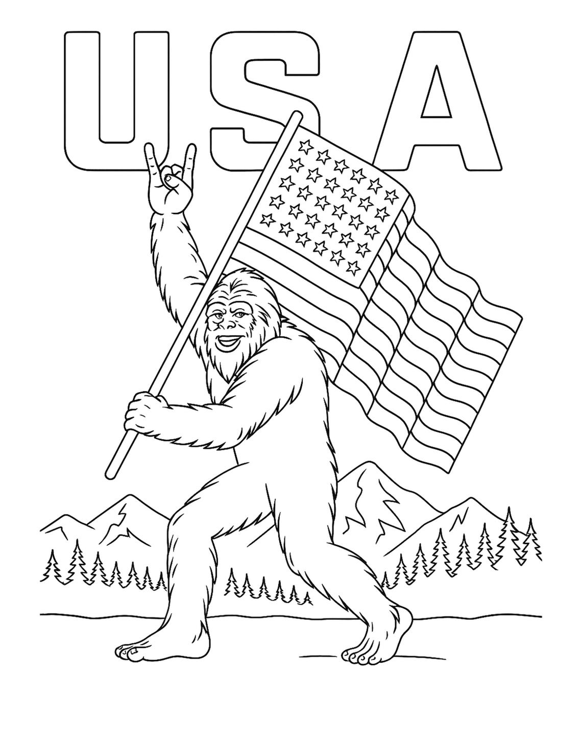 Bigfoot Cartoon Coloring Sheet - Etsy