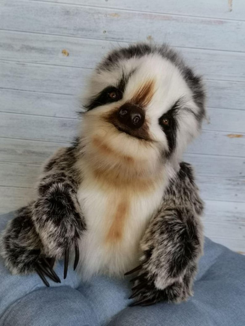 OOAK Poseable Sloth Plush: Soft Faux Fur Stuffed Animal - Etsy