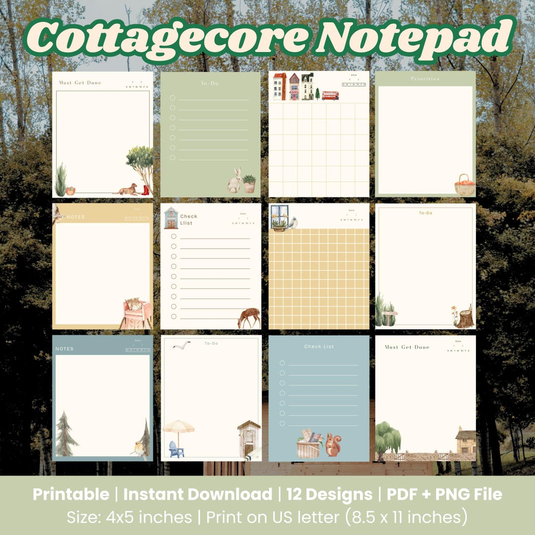 Cottagecore Notepad | Printable Memo Sheet | Cozy, Fairy Core ...