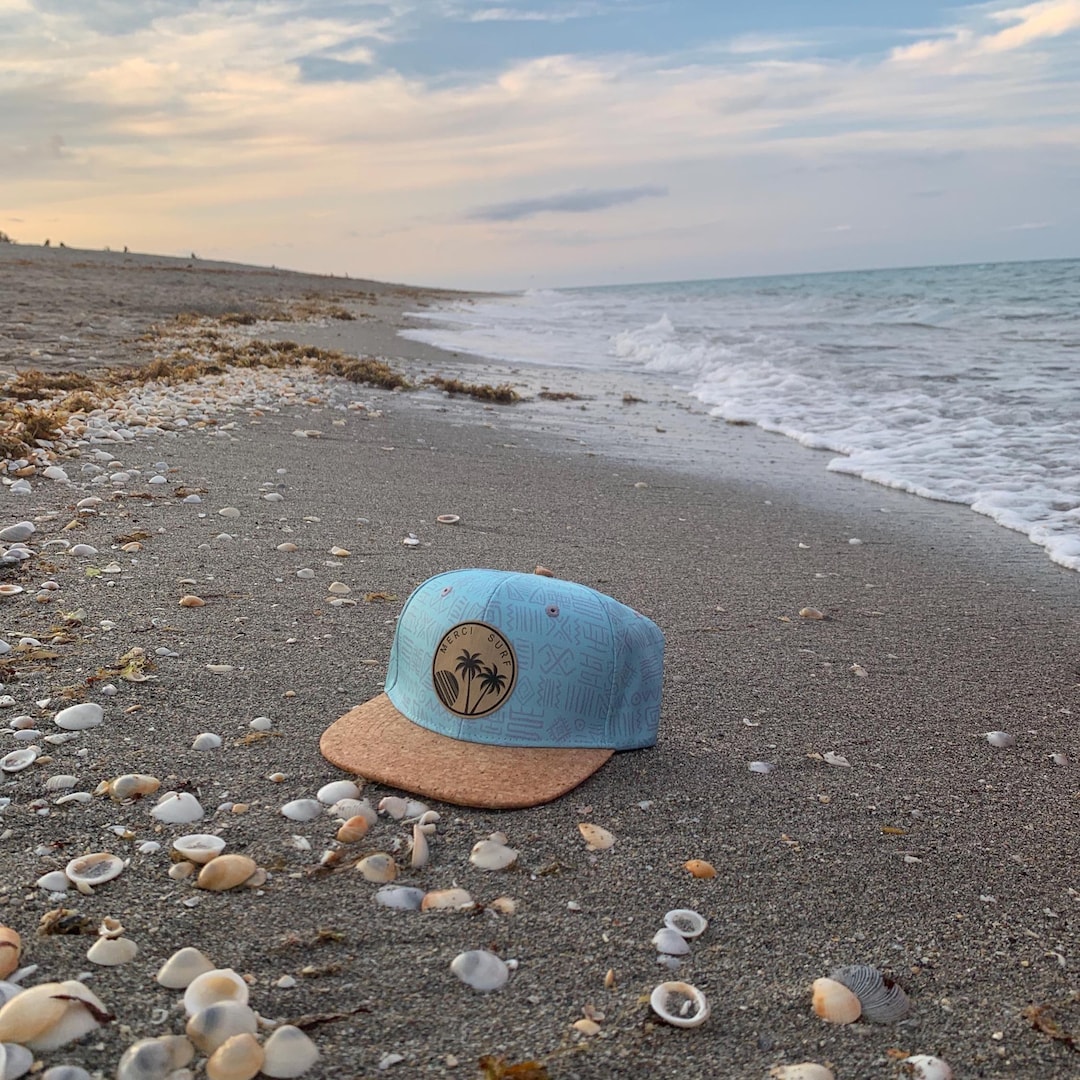 Cork Flat Brim Cap in Blue Tribal Print, Family Matching Style. Made ...