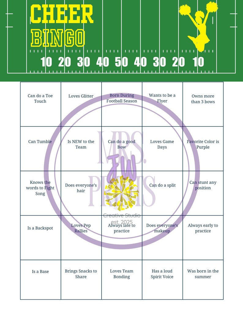 Cheer Bingo! - Etsy