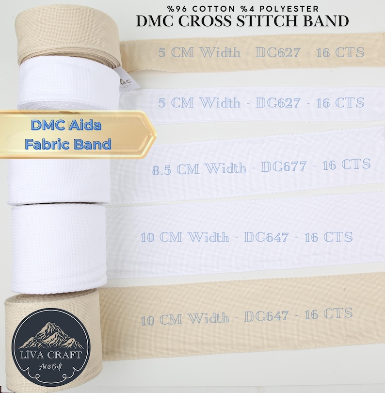 DMC Aida 16 Count Cross Stitch Band: Cotton Embroidery Ribbon - Etsy
