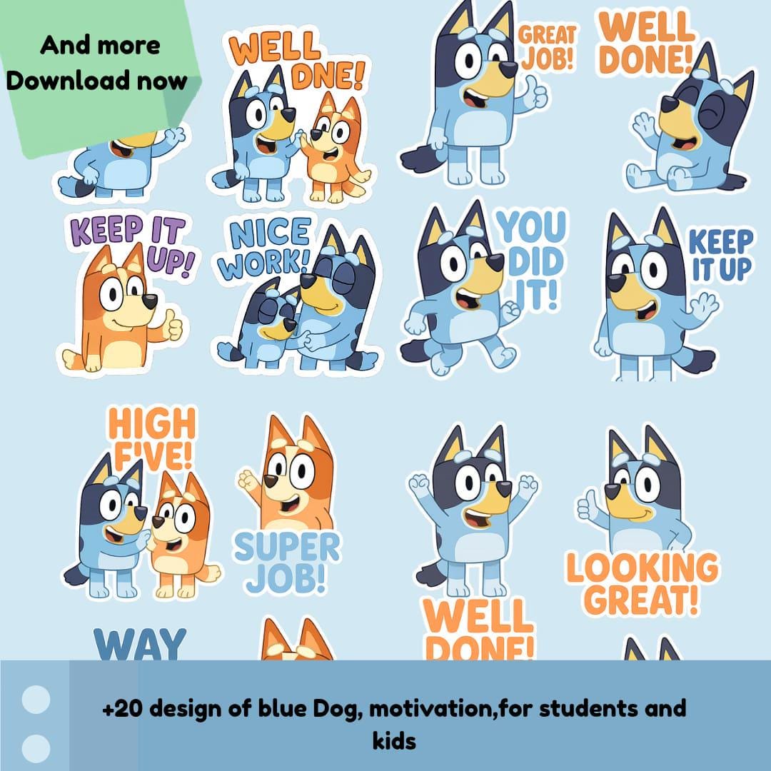 Blue Dog Svg Bundle, Blue Dog Family PNG, Blue Dog Kids Motivation Png ...