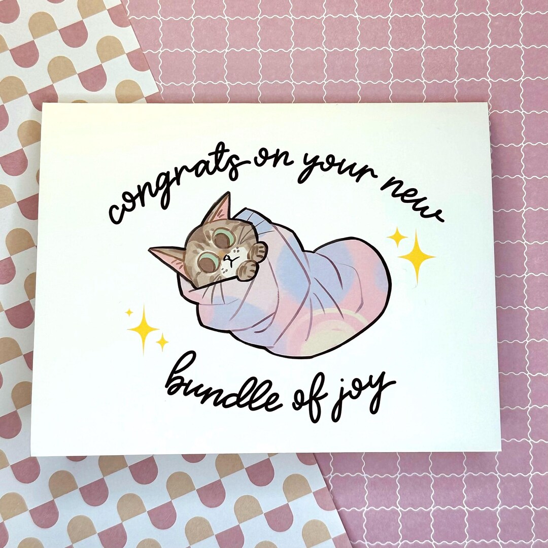 Cute Cat Greeting Card Congratulation Card Gift for New Pet Mom for New ...
